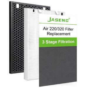 jaseng for bissell air 220 filter replacement h13 hepa filter compatible with bissell air320 air220, 3 stage filtration system(pre-filter + hepa filter + activated carbon filter)