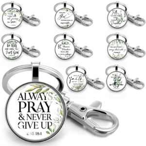 fumete christian keychain bulk bible verse religious keychain scripture quote inspirational gifts supplies for men women(leaf style, 9 pcs)