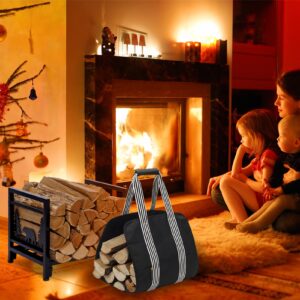 MYFIREPLACEDIRECT Firewood Rack with Log Bag Indoor Fireplace Log Holder Outdoor Wood Storage Log Rack Decorative Heavy Duty Steel Firewood Carrier Stove Bracket Stacking Rack