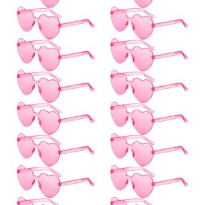 Colzzy 16 Pair Heart Shaped Sunglasses Candy Color Glasses Frameless Sunglasses for Party Women(Pink)