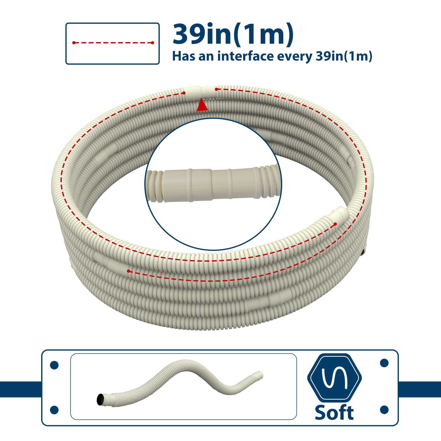 Pearwow AC Water Drain Hose Flexible for Universal Ductless Mini-Split Air Conditioner Heat Pump System (20ft)