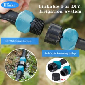 Hlinker Flat Soaker Hose 15 25 50 75 FT for Garden Beds, 25Ft 1/2" Linkable Consistent Drip Irrigation Hose Save 80% Water, Leakproof Heavy Duty Double Layer Sprinkler Hose