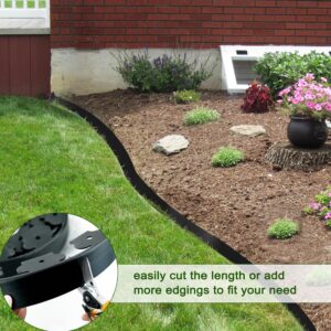 Hugeleaf No Dig Landscape Edging Kit 60 Feet Garden Edging Border with 60pcs Stakes, Paver Edging 2 Inch Tall for Landscaping, Lawn, Flower Beds, Grass, Yard (Black)