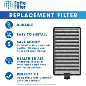 Fette Filter -DSTx HEPA + Carbon Premium Filter Replacement Compatible with Clarifion DSTx Mini Personal Air Purifiers - Pack of 4