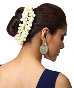 artificial jasmine garland,jasmine gajra,mullapoove mala with real jasmine fragrance, as used for hair accessory for women and girls,length - 90 cm, cream color