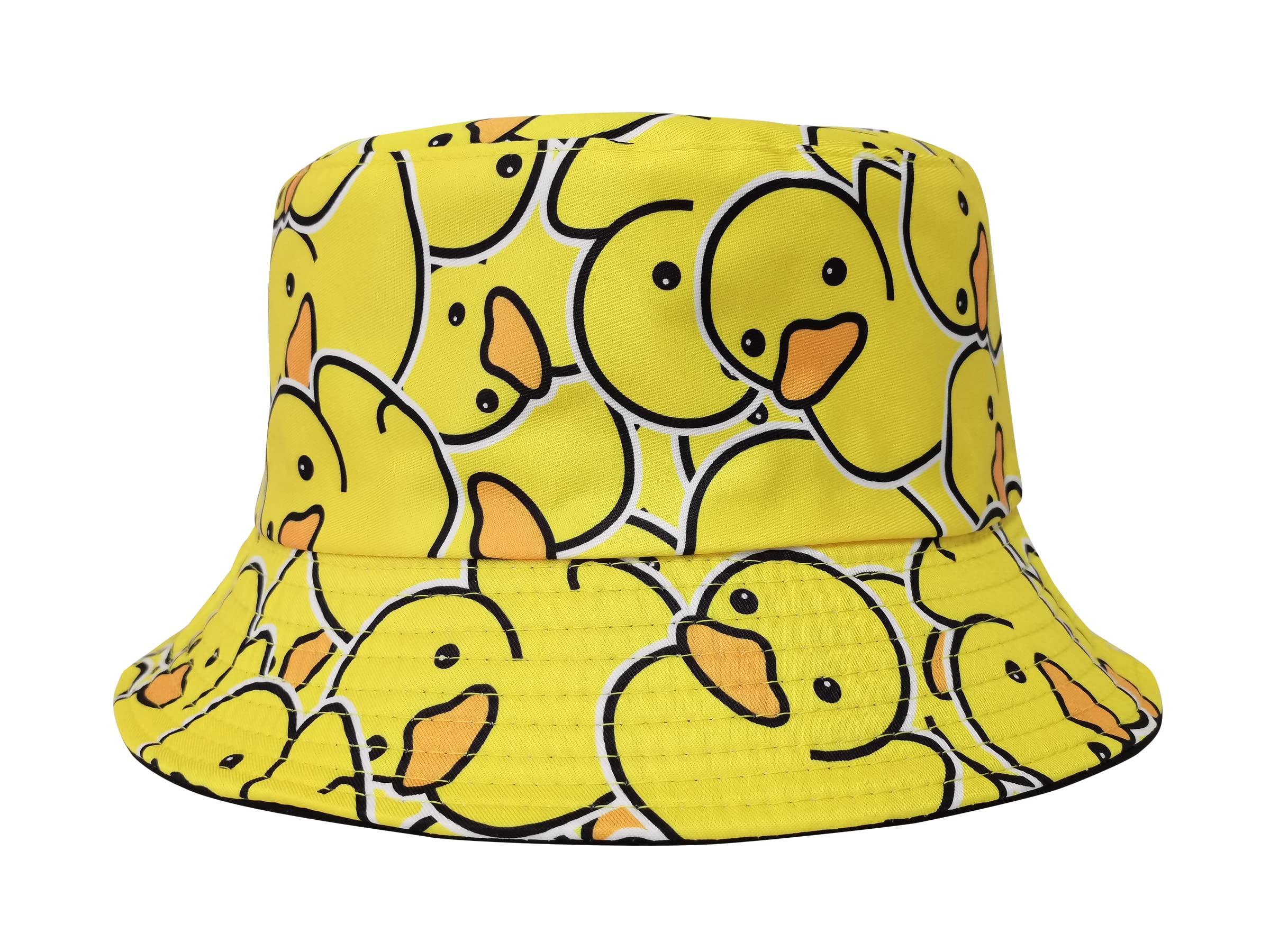 Enodtter Yellow Duck Bucket Hat for Men Women Teen Girl, Packable Reversible Printed Sun Hats, Fisherman Outdoor Summer Travel Beach Caps