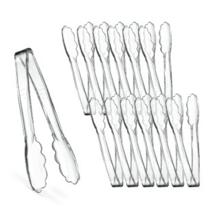 [clear tongs 7.5'' inches] plasticpro 7.5'' serving tongs heavy duty reusable kitchen and bbq clear serving tong for party's, caterings, events, buffet, weddings, and every day use pack of 12