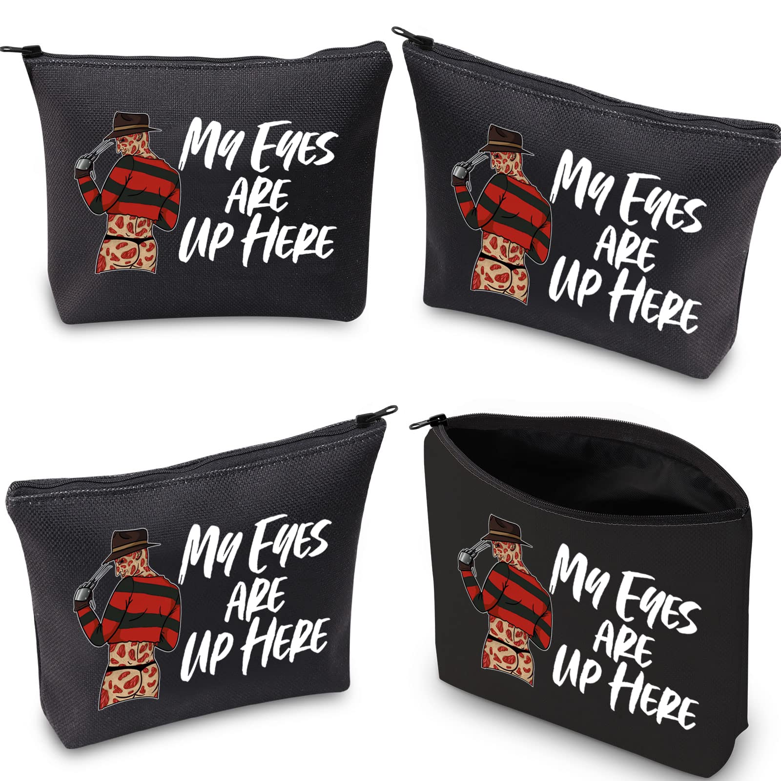 WZMPA Horror Movie Cosmetic Makeup Bag Horror Movie Inspired Gift My Eyes Are Up Here Zipper Pouch Bag For Women Girls (Eyes Up Here)