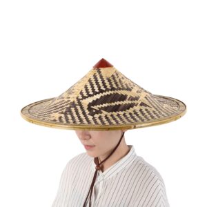 xihexi chinese bamboo hat oriental asian japanese garden fish conical cap dia.19 inch