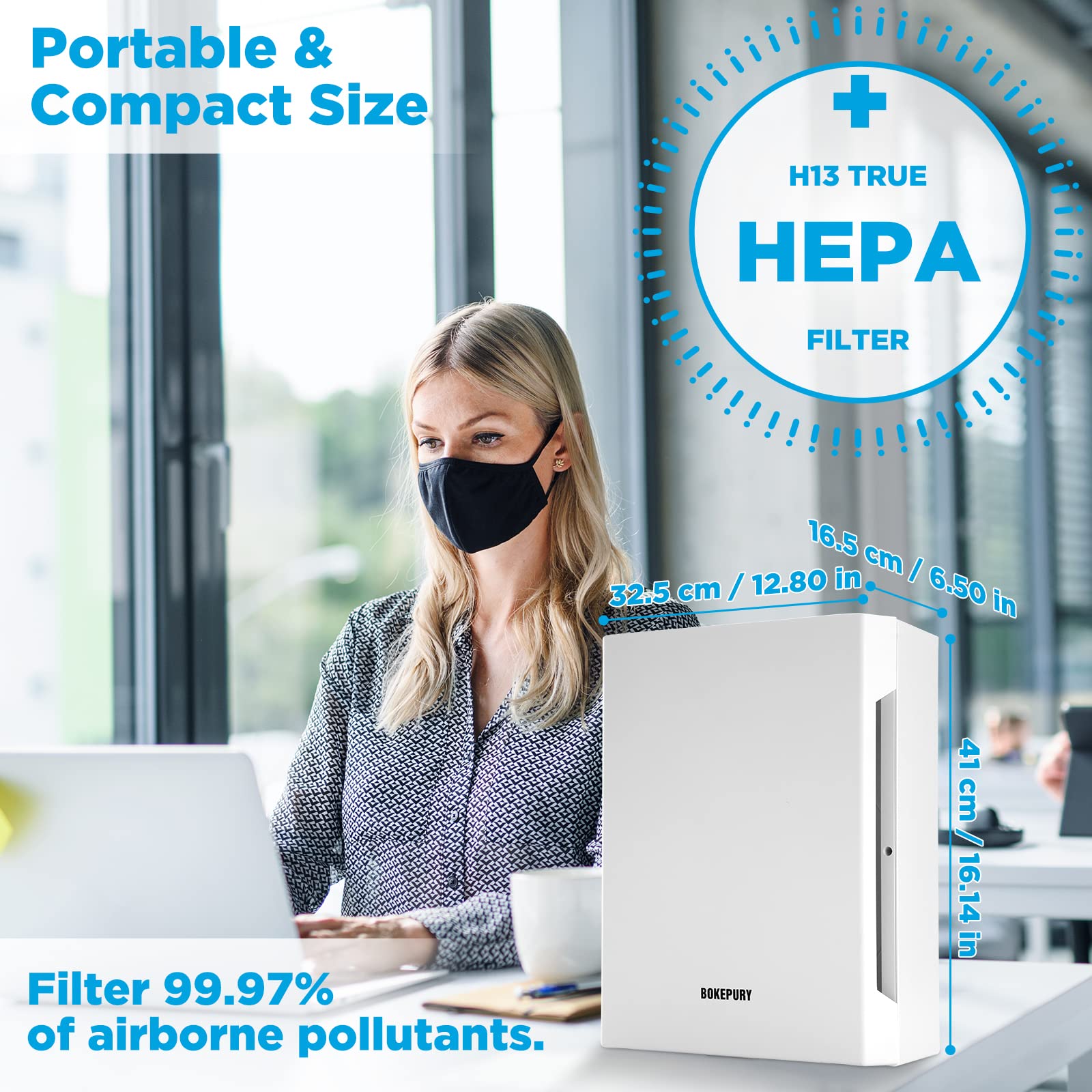 Air Purifiers for Home Large Room Smart Heap Air Purifier with Air Quality Sensors Portable Air Purifier for Bedroom Office Air Cleaner for Pets Odor Allergies Smoke Dust Pollen