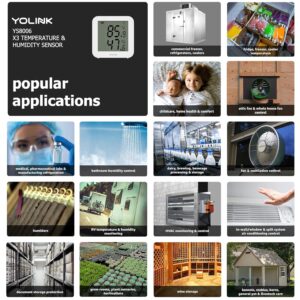 YoLink X3 Version Temperature & Humidity Sensor, Supports App Real-Time Data Refresh, Alexa, IFTTT, Home Assistant Integration - YoLink Hub Required