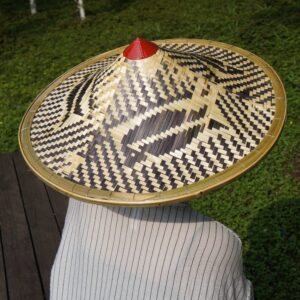 xihexi Chinese Bamboo Hat Oriental Asian Japanese Garden Fish Conical Cap Dia.19 Inch