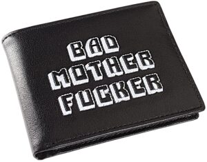 miramax, officially licensed black/white embroidered bad mother leather wallet