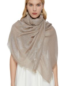 pantonight women's sparkling metallic evening shawl lightweight wedding shawl extra large dressy shawls and wraps for party (champagne gold 2511)