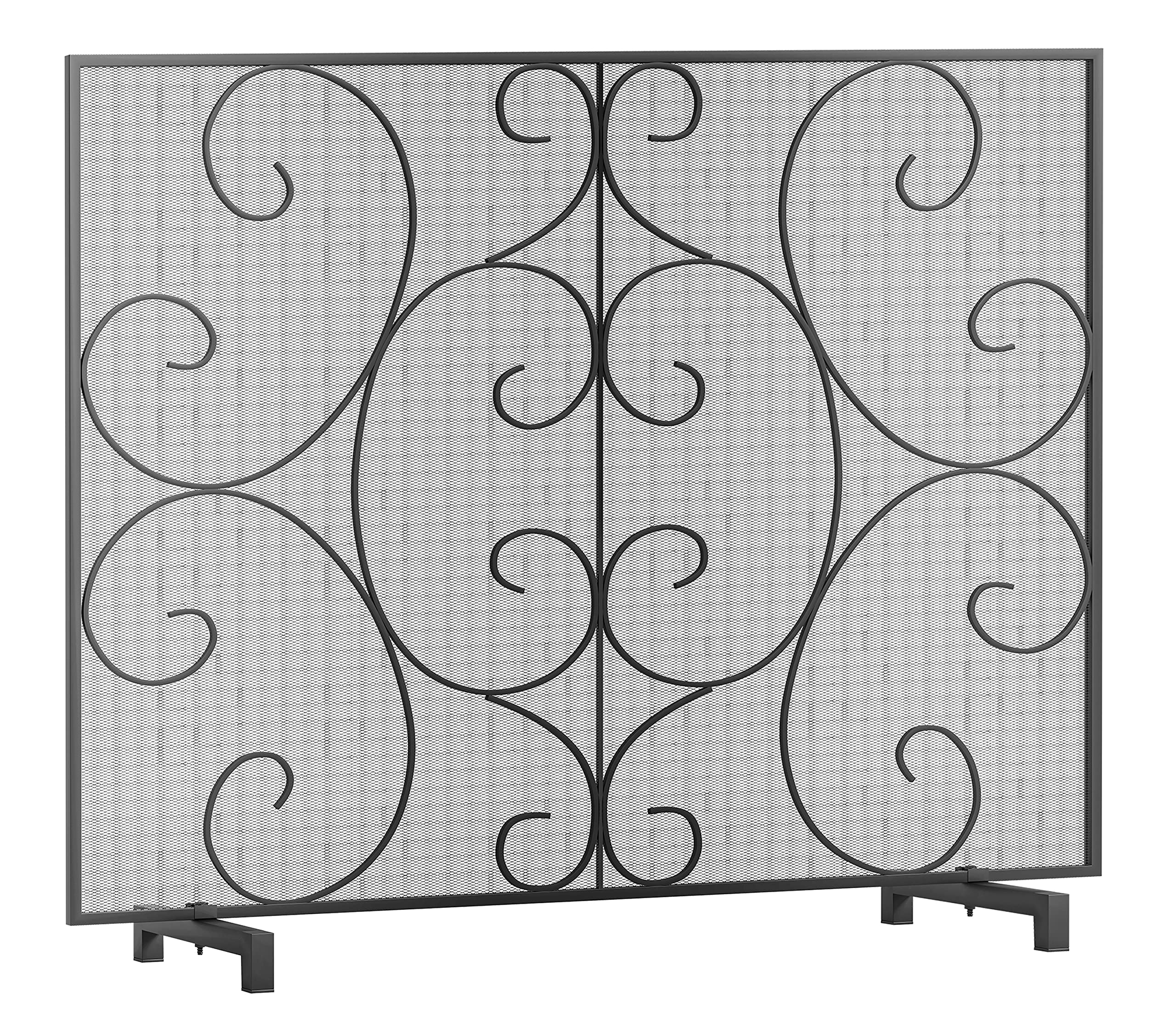 Kingson Single Panel Decorative Flat Fireplace Screen Cover Handcrafted Durable Metal Mesh, Heat-Resistant Free Standing Fire Spark Guard Mesh 37.8" L x 8.8" W x 30.7" H