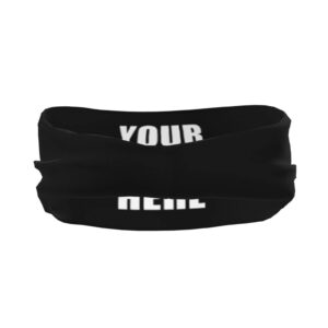 azom Personalized Add Your Image Logo Stretchy Sweatband Custom Sport Headbands for Men & Women Gym, Running, Cycling, Yoga, Basketball, Football, Black, One Size, 1.0 Count, 1