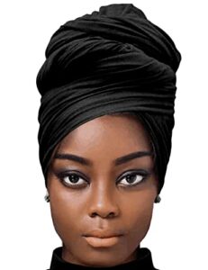 stretch turban jersey long headwear tie for bed hair day headbands pink turban head wraps for black women