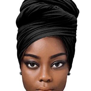 Stretch Turban Jersey Long Headwear Tie for Bed Hair Day Headbands Pink Turban Head Wraps for Black Women