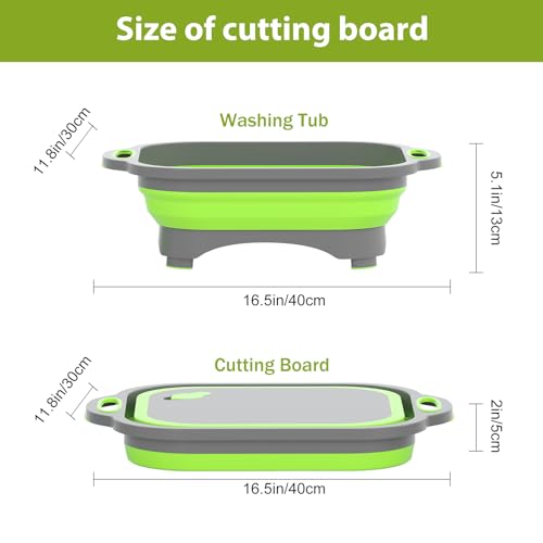 Camping Cutting Board, HI NINGER Collapsible Cutting Board with Knife Foldable Camping Dishes Sink Space Saving 2 in 1 Multifunction Storage Basket for BBQ Prep/Picnic/Camping Sink