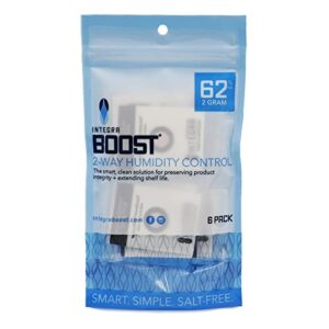 integra boost 2-way humidity control pack - preserve flavor & control humidity at 62% rh - moisture absorber for herbs, spices & more - 2 gram (pack of 6)