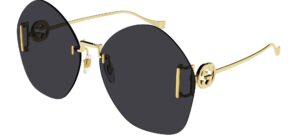 gucci gg1203s 002 sunglasses women's gold/grey oval shape 65mm