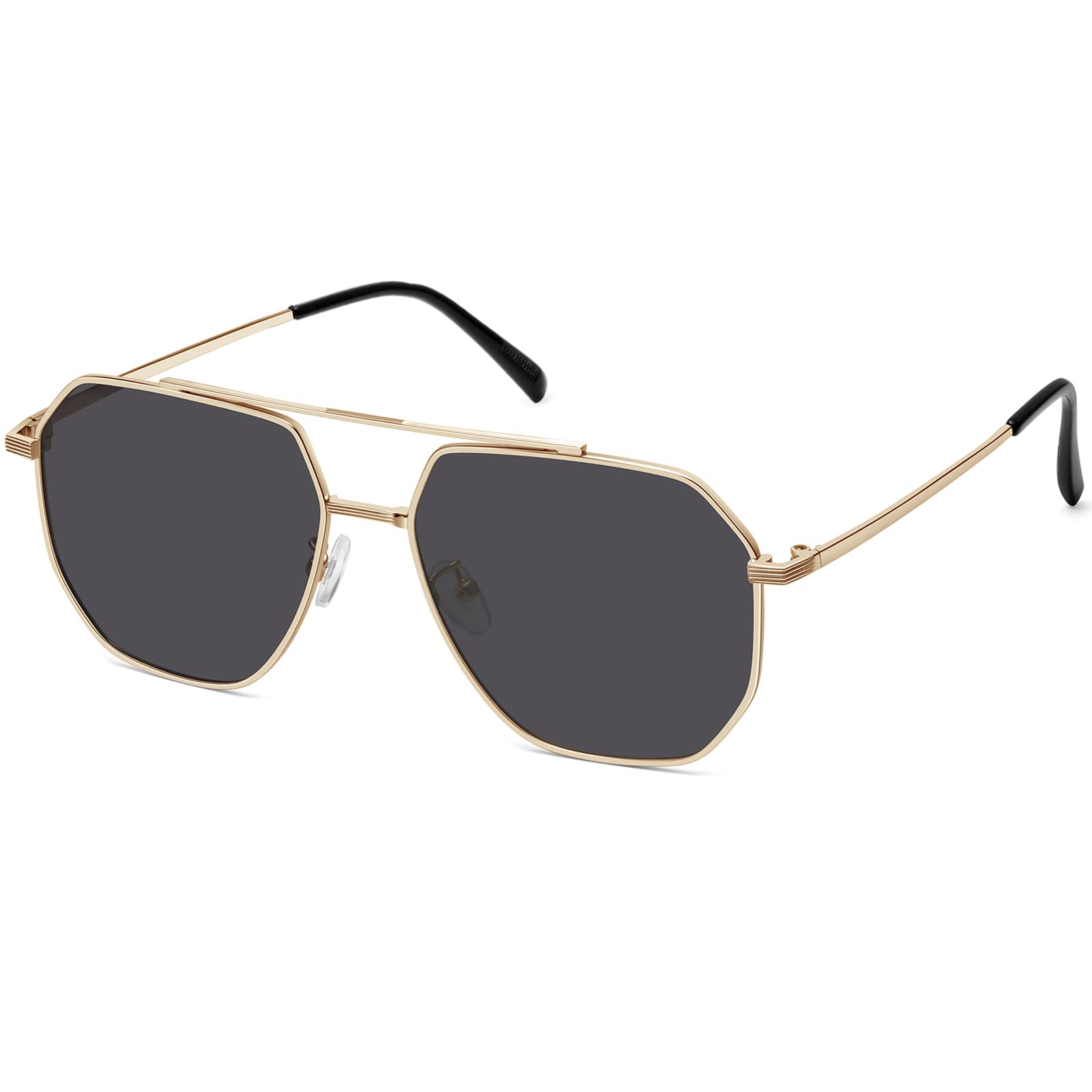 Fozono Classic Aviator Sunglasses for Women Men Square Oversize Polarized Sunglasses(Gold/Grey)