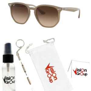 Ray-Ban RB4306 Sunglasses + Vision Group Accessories Bundle (Opal Beige/Brown Gradient (616613))