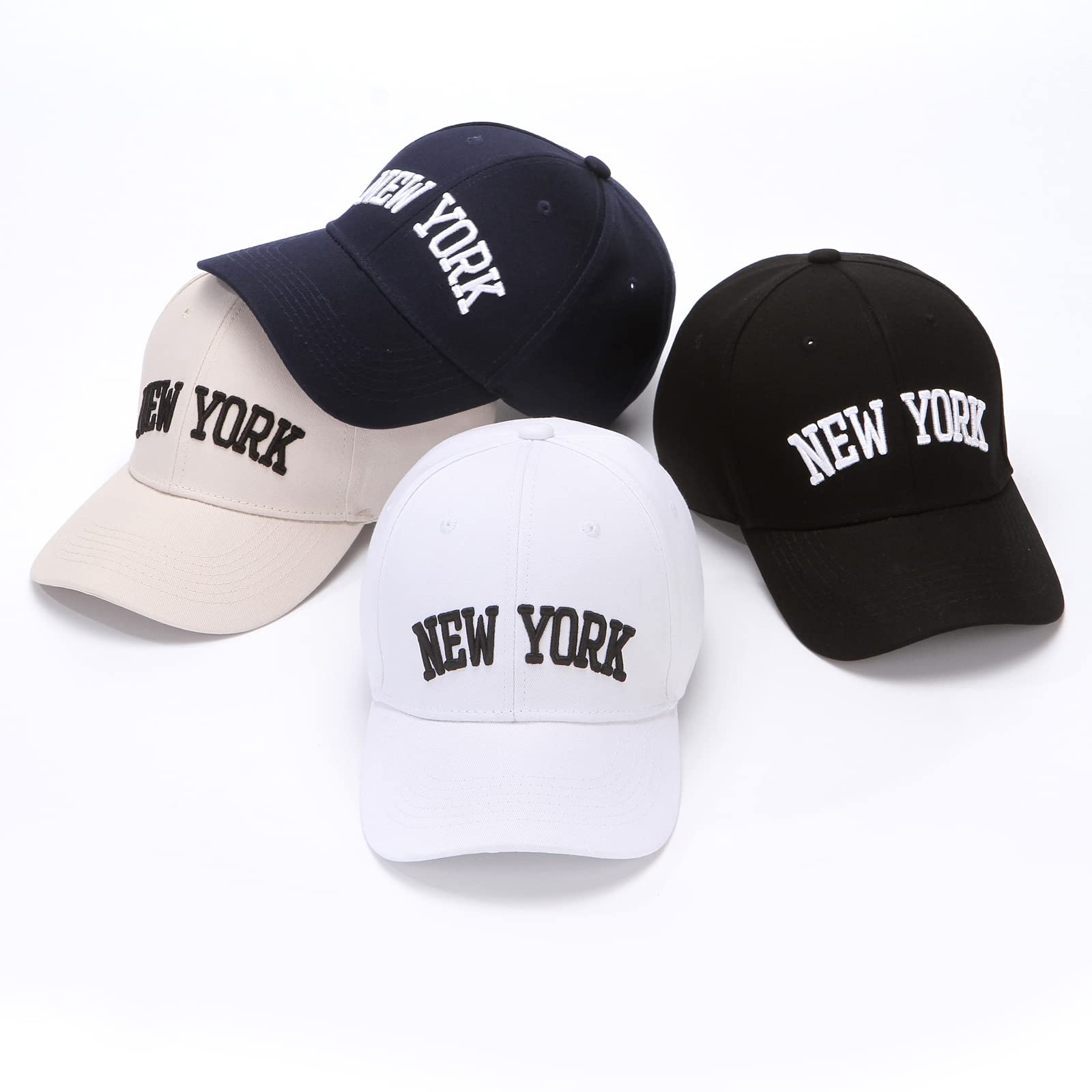 WODXCOR Classic Baseball Cap New York Embroidery 100% Cotton Adjustable Dad Hat Men and Women (Black)