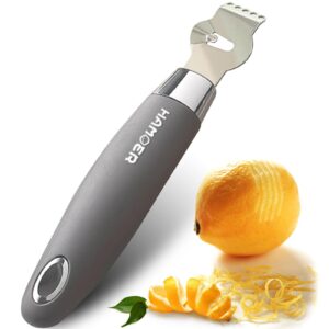 hamoer lemon citrus zester tool cheese grater for kitchenaid-multipurpose grooved channel knife scraper,stainless steel blade and ergonomically designed curved handle