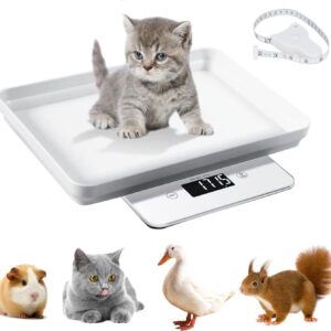 Digital Small Animals Scales for Weighing with Tape Measure, Detachable Tray Puppy Whelping Scale with High Precision Weigh Your Kitten, Rabbit, Multifunction Scales for Small Dogs Cats Crawl Pet