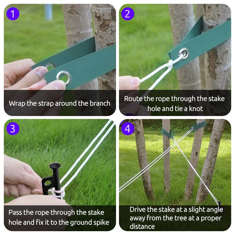 Heavy Duty Steel Tree Stake Kit,Tree Stakes and Supports for Leaning Trees,Tree Staking and Supports Kits for Young Trees,Tree Straightening Kit,Tree Support Against Bad Weather