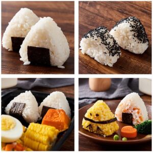 3 Pack Onigiri Sushi Maker Mold, Non Stick Musubi Maker Press, Triangle Rice Ball Mold Sushi Makers (Large & Small) with 2 Pack Small Rice Paddles