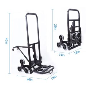 LEADALLWAY Stair Climbing Cart Heavy Duty 330lb Capacity,All Terrain Portable Folding Stair Climber Hand Truck with 8 Wheels Suitable for Small Refrigerators Washing Machines