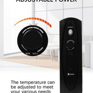 Mini Oil Filled Space Heater, JASUN Electric Radiator Heater with Adjustable Temperature, 700W Powerful Heating for Bedroom, Office, Living Room, Black