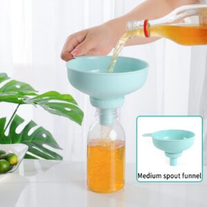 Plastic Wide Mouth Kitchen Funnels with Detachable 4 Different Sizes Spout and Strainer for Filling Small Bottles, Canning Funnel for Wide and Regular Jars,Food Funnels for Kitchen Use