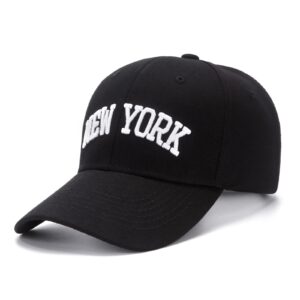 wodxcor classic baseball cap new york embroidery 100% cotton adjustable dad hat men and women (black)