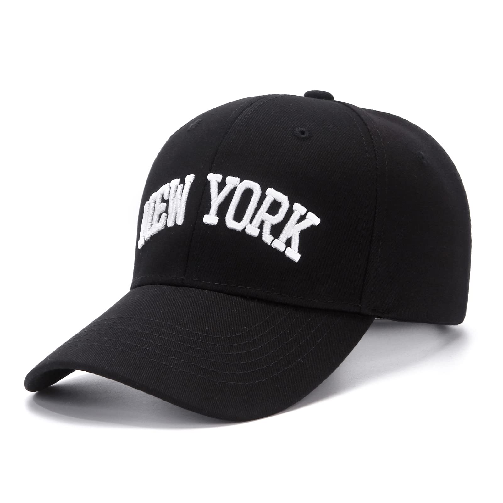 WODXCOR Classic Baseball Cap New York Embroidery 100% Cotton Adjustable Dad Hat Men and Women (Black)