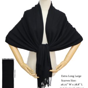 Gragengs Pashmina Shawls and Wraps Scarfs for Women Wedding Party Winter Warm Long Solid Color,Black