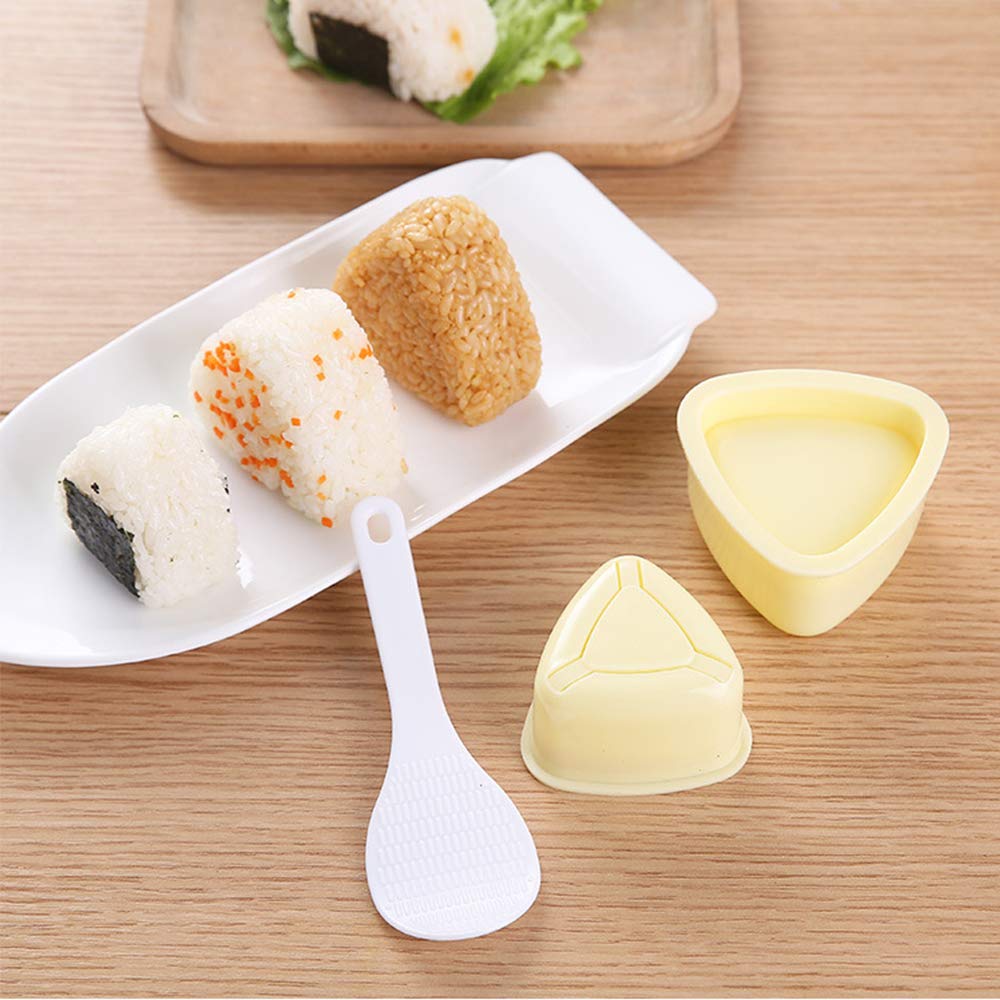 3 Pack Onigiri Sushi Maker Mold, Non Stick Musubi Maker Press, Triangle Rice Ball Mold Sushi Makers (Large & Small) with 2 Pack Small Rice Paddles