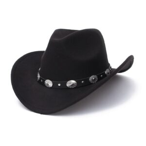 utaly womens felt western cowboy hats for men wide brim cowgirl fedoras hat with belt buckle