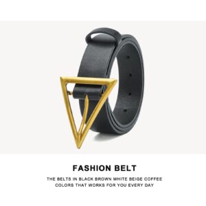 HOTWILL Belts for Women Jeans Dress Fashion Wide Waist Belt with Bronze Triangle Buckle Black Small