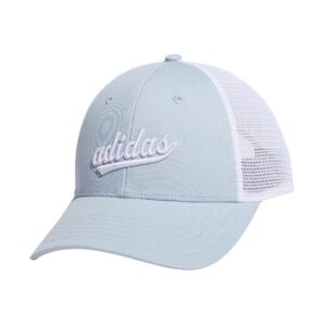 adidas women's mesh trucker hat, wonder blue/white, one size