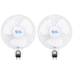 simple deluxe 16 inch digital household wall mount fans, adjustable tilt, 90 degree, 3 speed settings, 2 pack, white