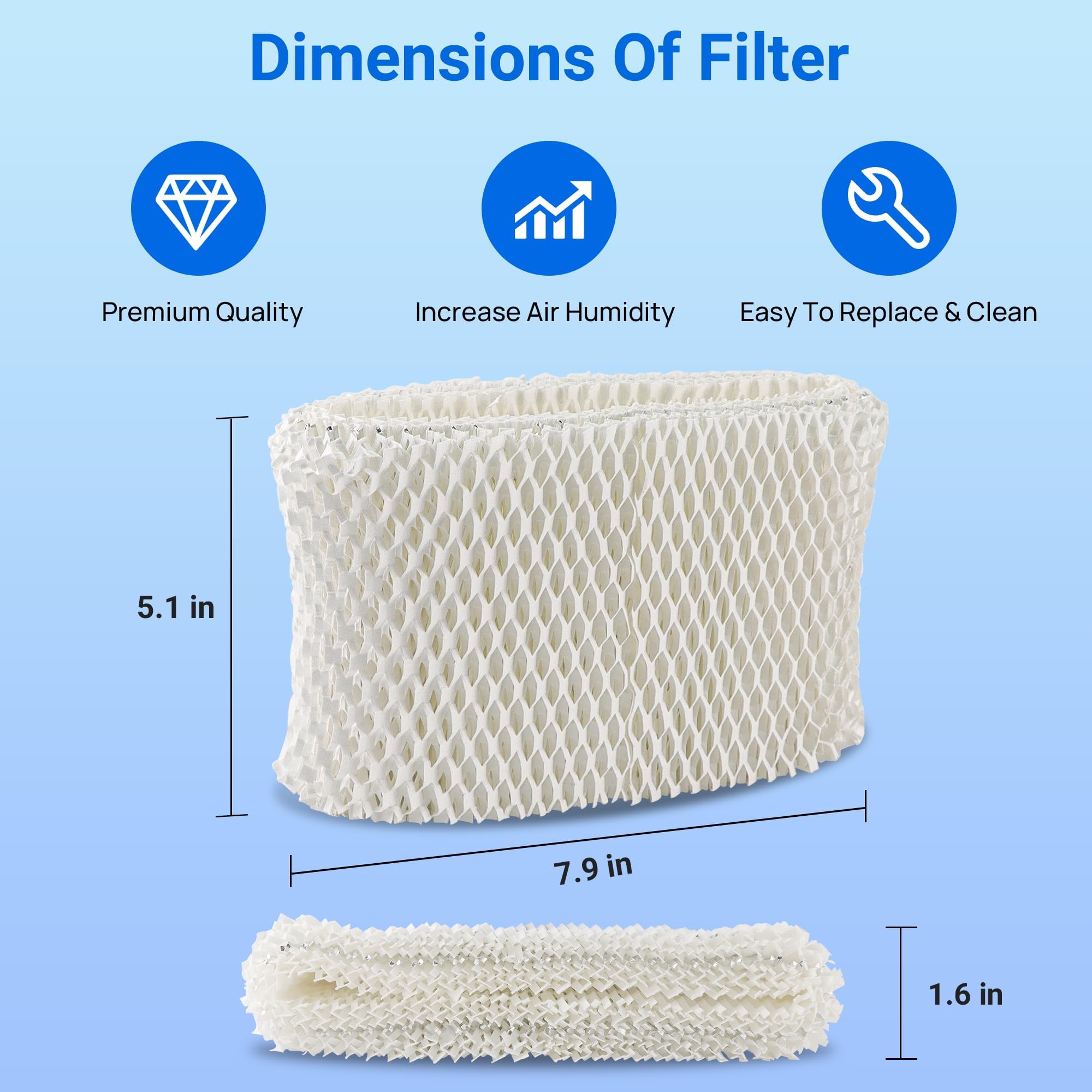 NISHCON WF2 Humidifier Filter Replacement for Vicks V3500 V3100 V3600 V3900 V3700 VEV320 & Kaz 3020 Cool Mist Humidifiers Pack of 4