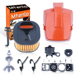 mtanlo top air filter cover carb holder intake adpator for husqvarna 362 365 371 372xp, air filter cover, air filter assembly, adaptor, throttler rod, clip, carb kit