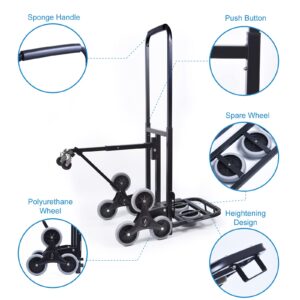 LEADALLWAY Stair Climbing Cart Heavy Duty 330lb Capacity,All Terrain Portable Folding Stair Climber Hand Truck with 8 Wheels Suitable for Small Refrigerators Washing Machines