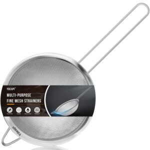 ydeapi 6.3" fine mesh strainer with handle, metal food strainers for kitchen, sieve fine mesh stainless steel for rice, quinoa, pasta, noodles