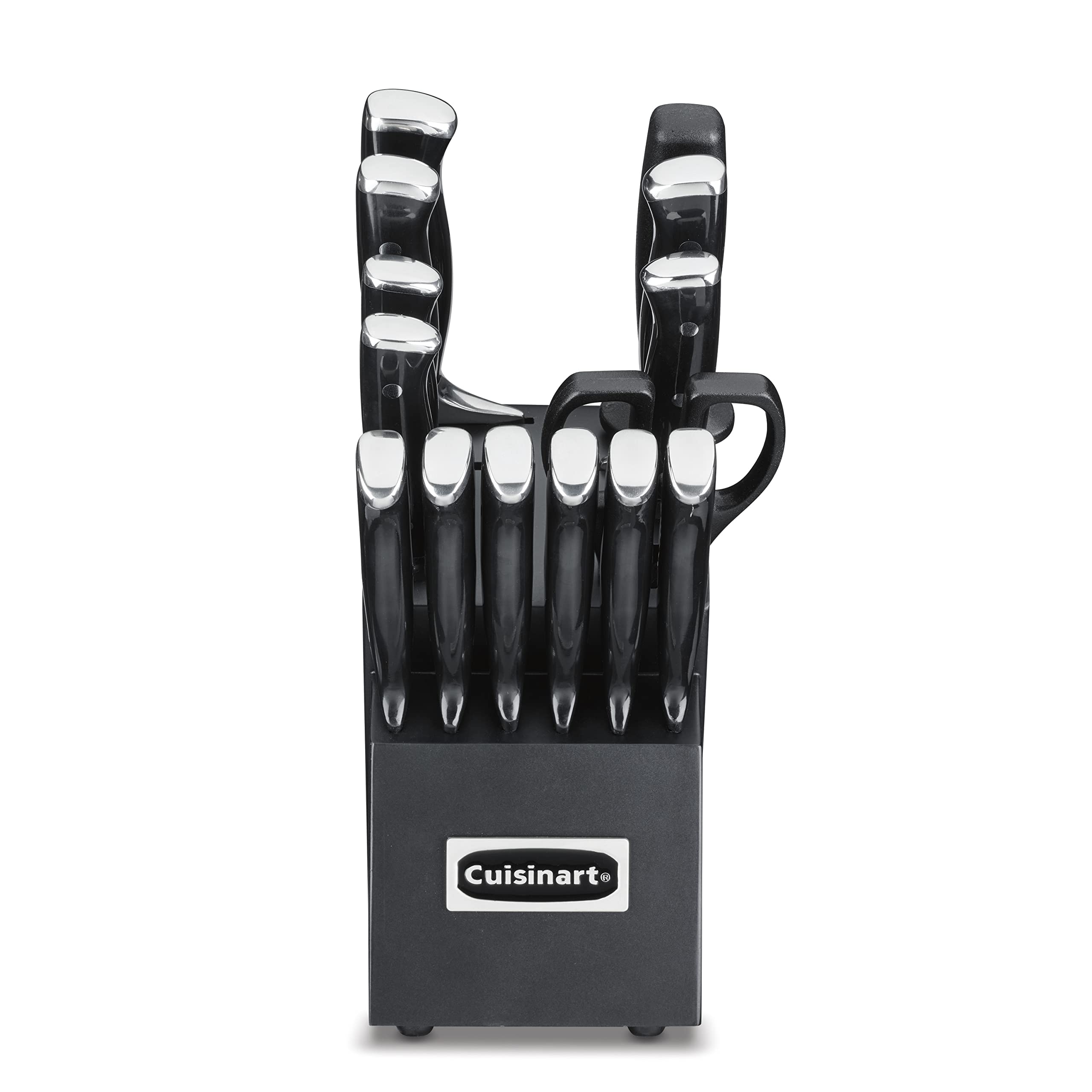 Cuisinart 15-Piece Knife Set with Block, High Carbon Stainless Steel, Forged Triple Rivet, Black/Black C77BTR-15PBK