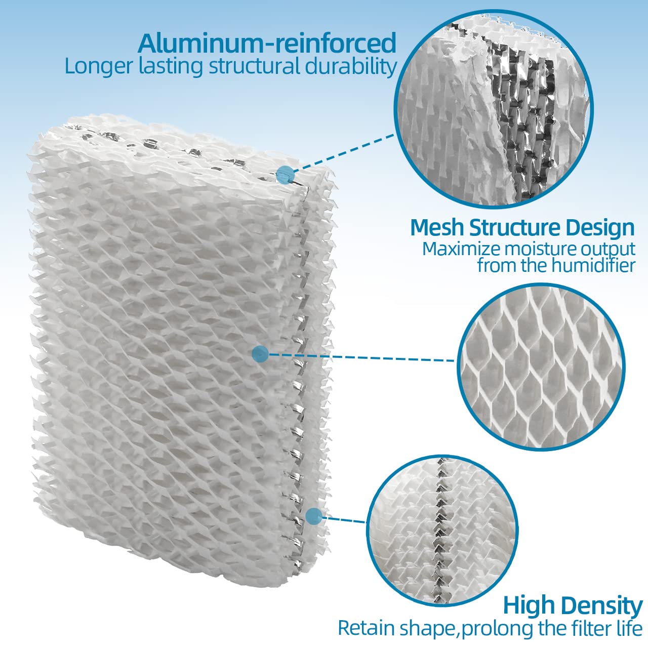 Alocs WF813 Humidifier Filter Replacement for Relion - RCM832 RCM-832N Procare PCWF813 Protec WF813 Equate EQ-2119-UL EQWF813 Cool Mist Humidifiers Wick Filters (Pack of 4)