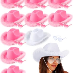 20 Pieces Cowboy Cowgirl Hats Pink Heart Shaped Sunglasses for Women Western Party Wedding Party